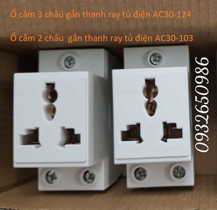 ổ Cắm Gắn Thanh Ray 3 Chấu Ac30 124 250v