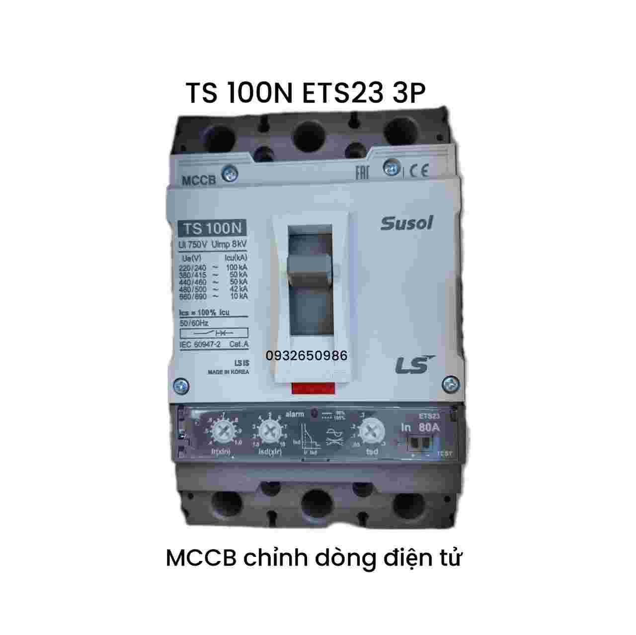 MCCB APTOMAT 3 Pha FTU không chỉnh dòng TD100N FTU100 3P 50A